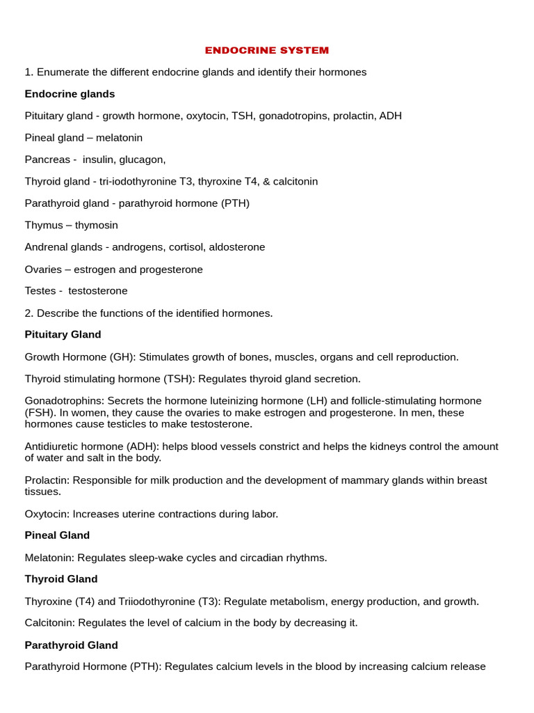 Endocrine Glands & Hormones Guide | PDF | Endocrine System | Animal Anatomy