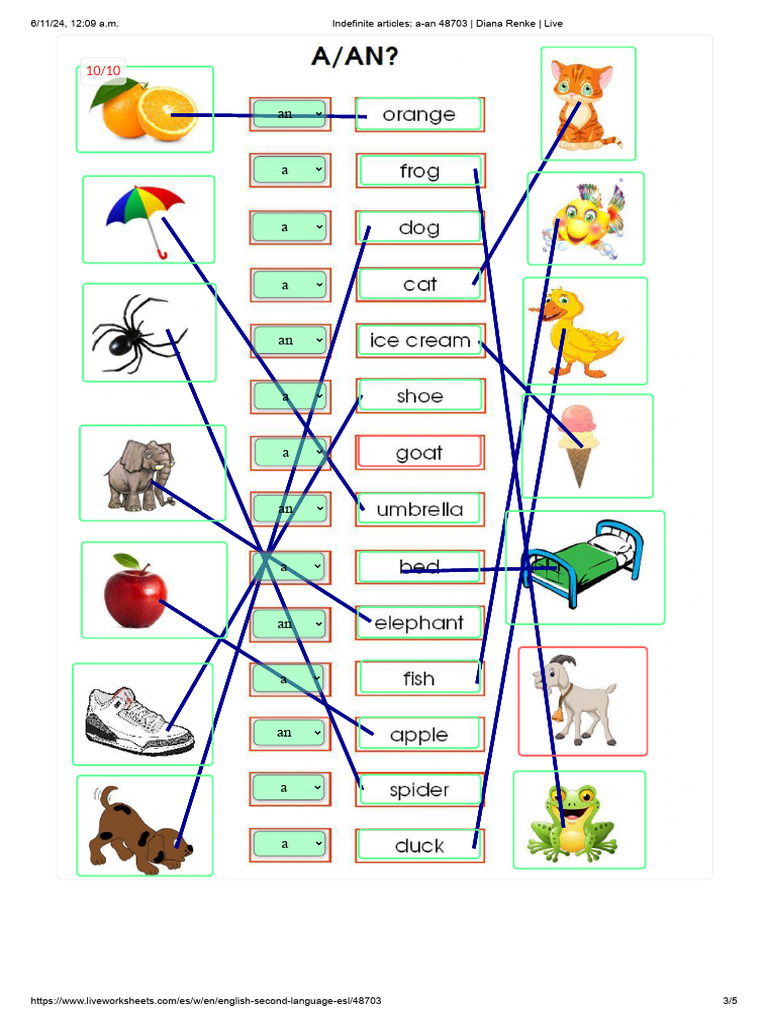 Indefinite Articles: A-An Practice | PDF