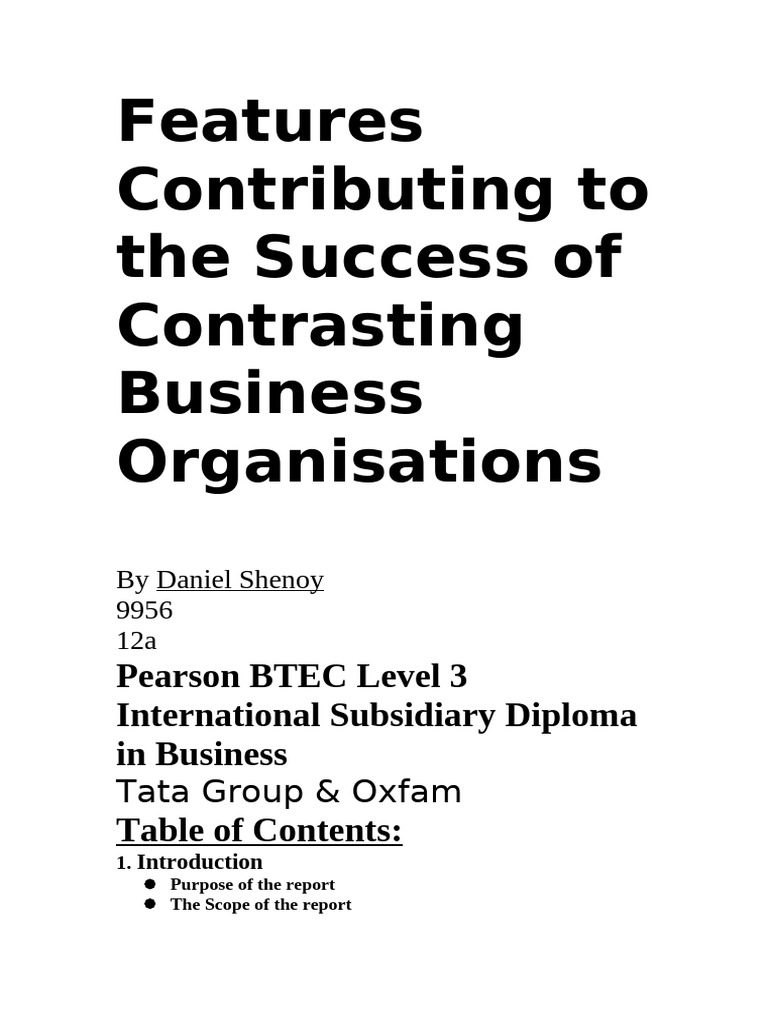 Btec Assignment 1 Final | PDF | Organizational Structure | Goal