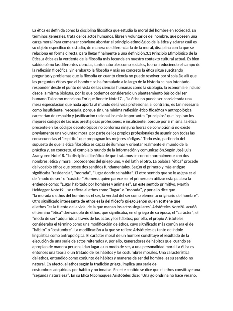 La Ética Es Definida Como La Disciplina Filosófica Que Estudia La | PDF ...
