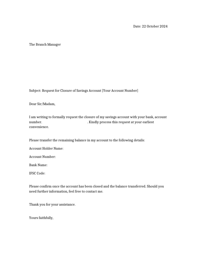 Account Closure Letter | PDF
