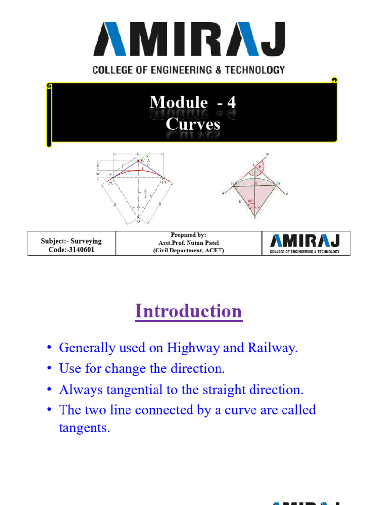 Surveying Module 4 Curve | PDF | Tangent | Curvature