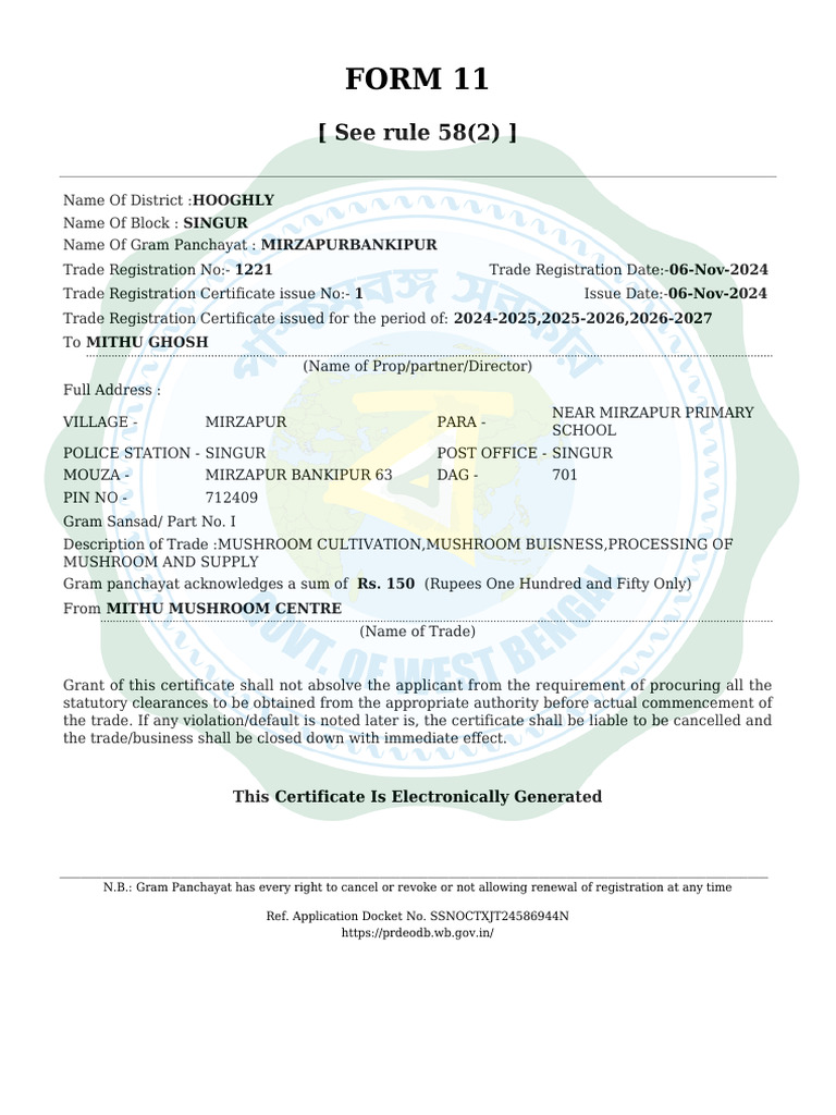 Mithu Mushroom Centre - Mithu Ghosh | PDF