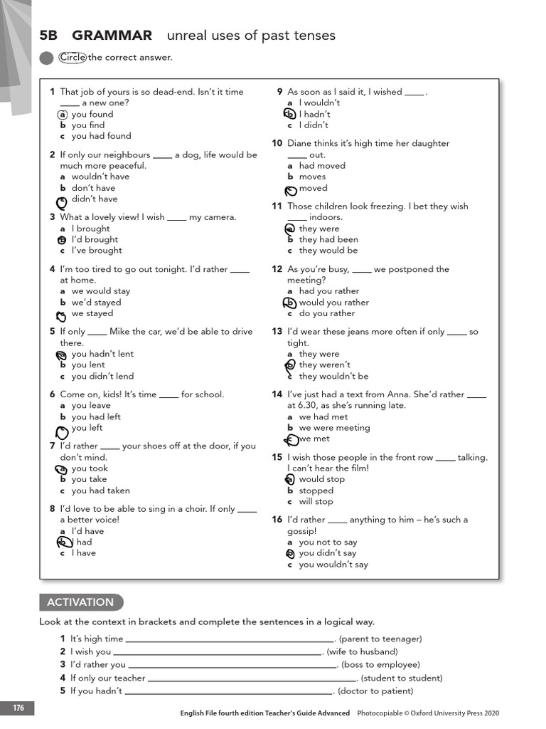 EnglishFile4e Advanced TG PCM Grammar 5B | PDF