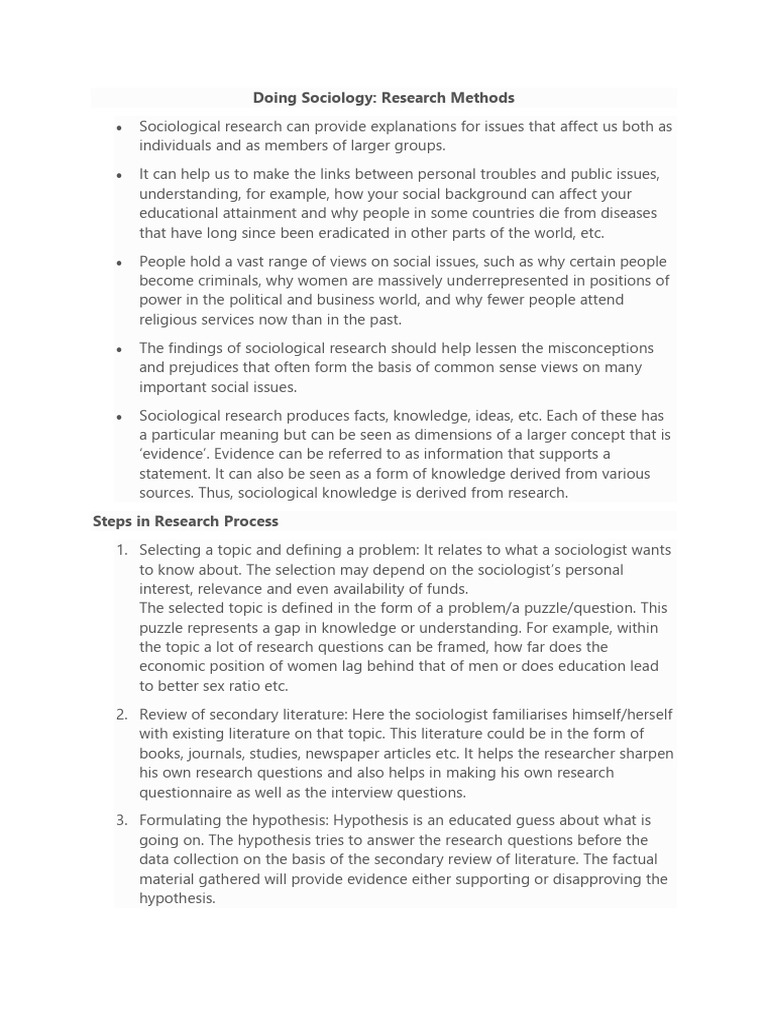 Sociology Research Method | PDF | Survey Methodology | Sampling ...