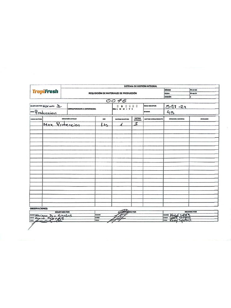 Requisicion 0046 05 Noviembre 2024 | PDF