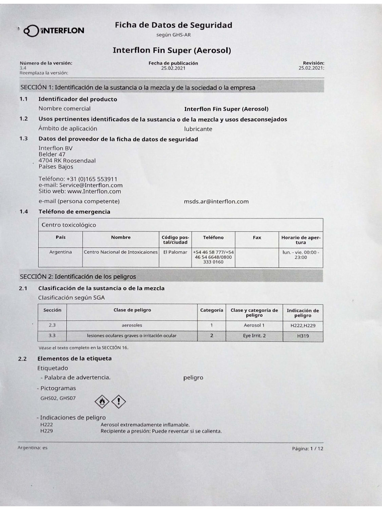 Lubricante Interflon Fin Super - 02.2021 | PDF