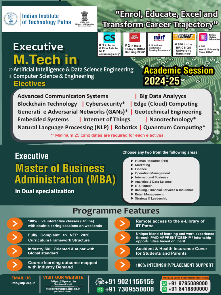 IITP Exe MBA & MTECH Brochure 2024-25 | PDF | Machine Learning