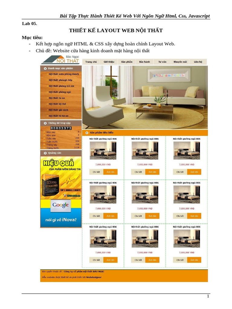 Lab05. XaydungLayoutWebNoithat | PDF