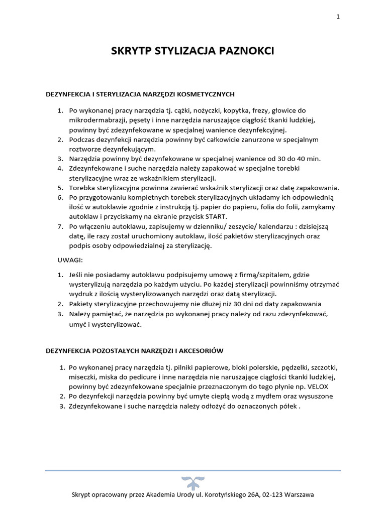 Skrypt Paznokcie I, II | PDF