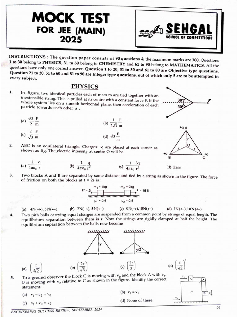 Solution To JEE MOCK TEST (2025) - 9 | PDF