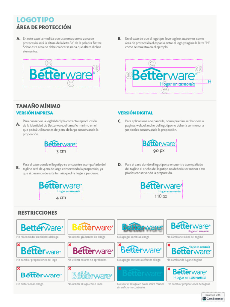 Guía de Uso del Logotipo Betterware | PDF | Píxel | Color