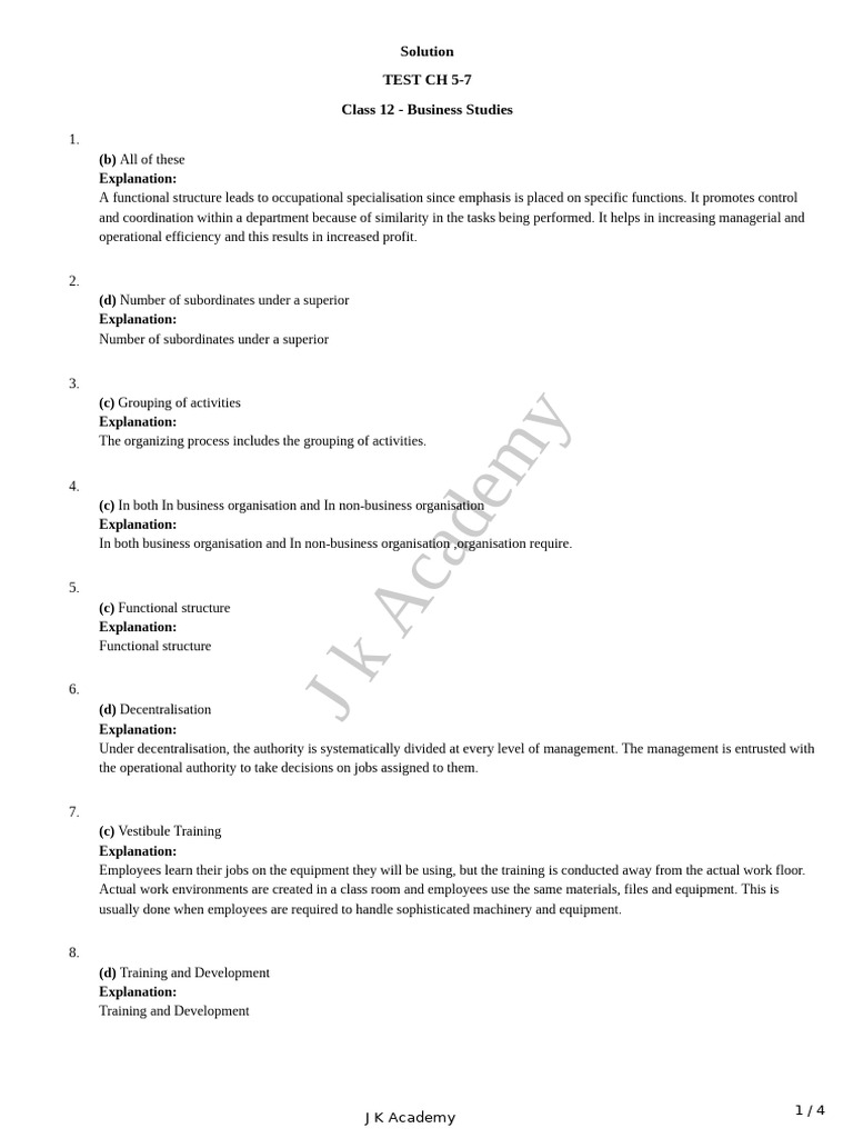 Cummulative Test CH 5-7 BST Solution | PDF | Incentive | Employment