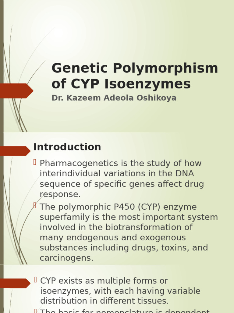 Pha304 Cyp450 Polymorphism | PDF | Cytochrome P450 | Drug Metabolism