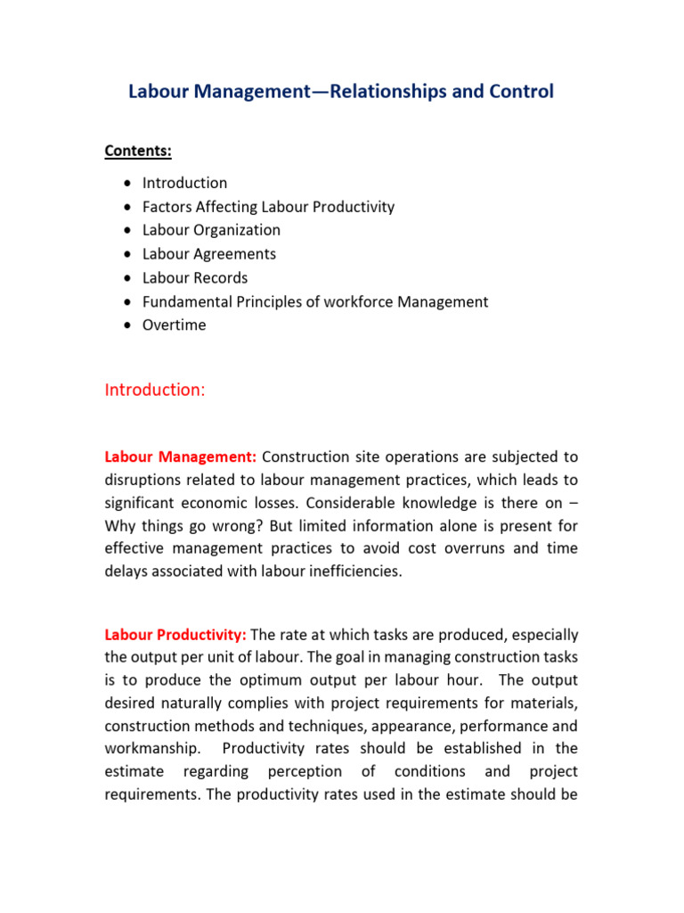 13a. Labour Management - Relationships and Control | PDF | Employment ...