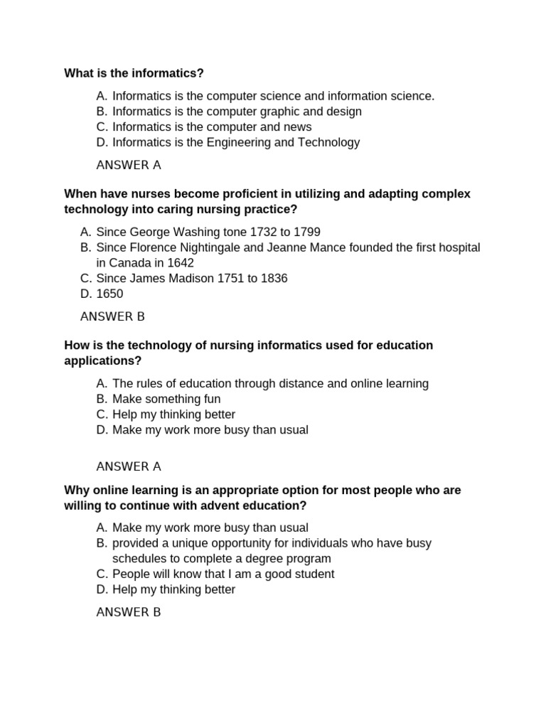 Informatics Ia Questions | PDF | Health Informatics | Nursing