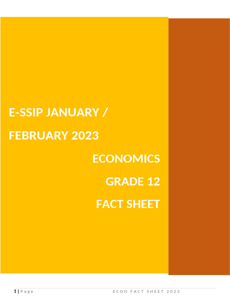 Grade 12 Economics Fact Sheet 2023 | PDF | Gross Domestic Product ...