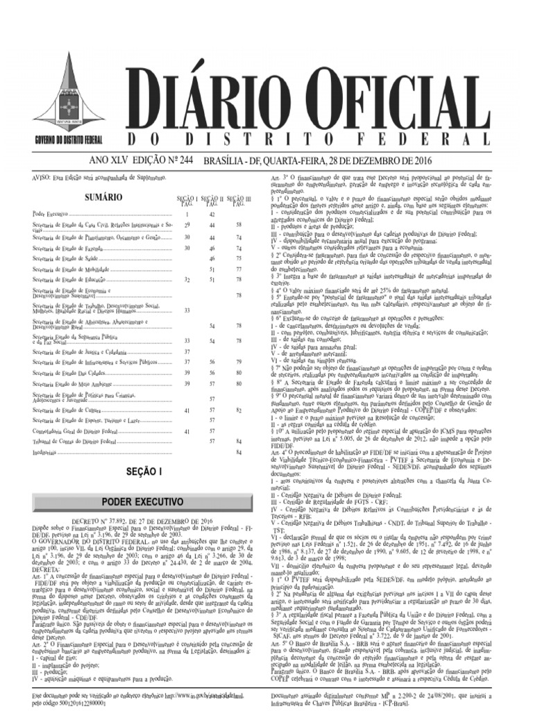 Dodf 244 28-12-2016 Integra | PDF | Gorjeta | Estado