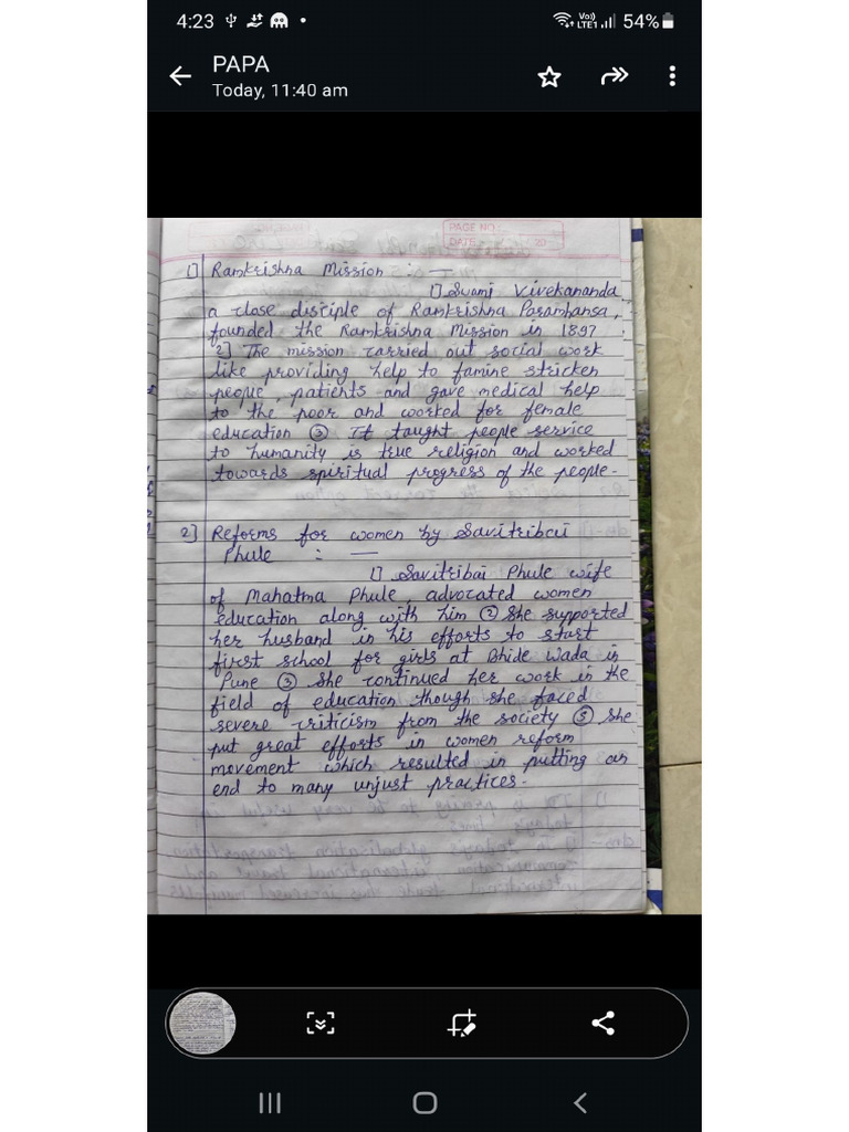 My Handwritten Class 8th Lesson Answers | PDF