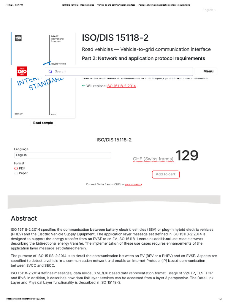 ISO - DIS 15118-2 - Road Vehicles - Vehicle-To-Grid Communication Interface - Part 2 - Network ...