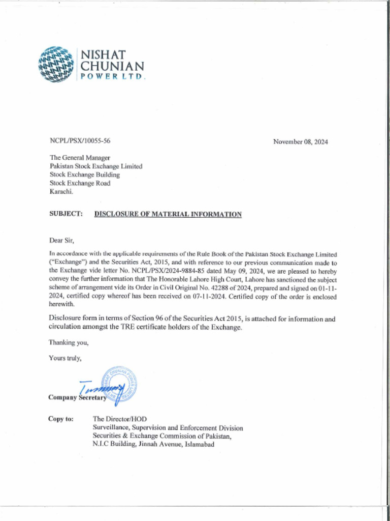 Ncpl-Disclosure of Material Information-1 | PDF