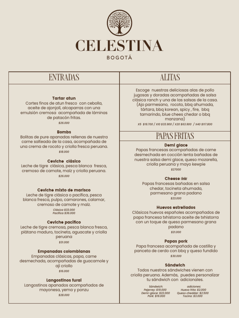 Menú del Restaurante Celestina | PDF | Cocina occidental | Cocina