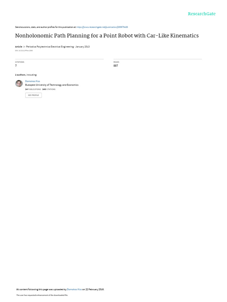 Nonholonomic Path Planning For A Point Robot With | PDF | Applied Mathematics | Mathematics
