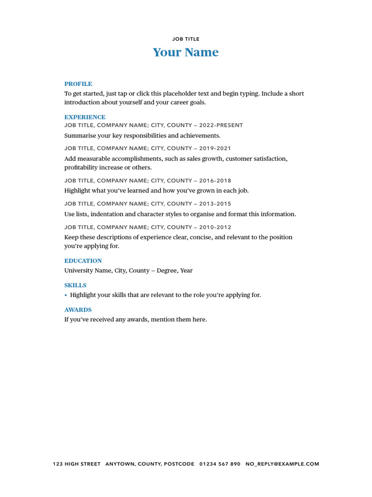 Professional Resume Template Guide | PDF