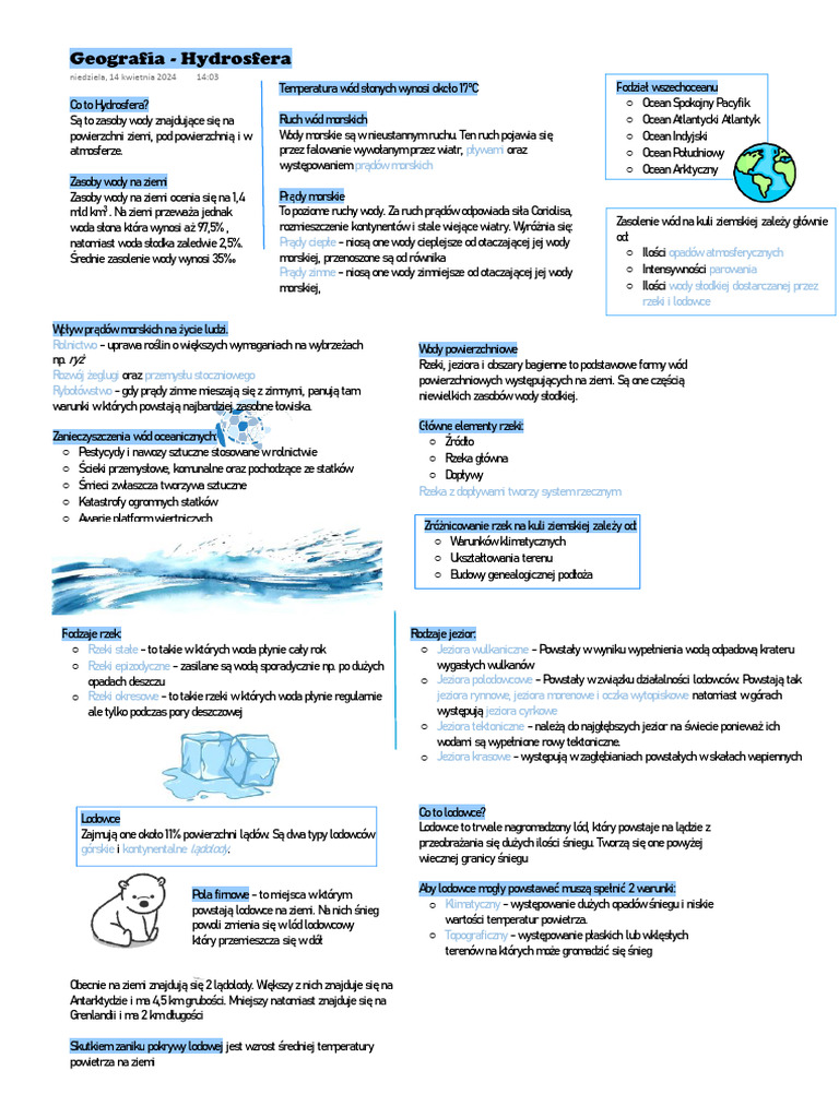 Geografia - Hydrosfera | PDF