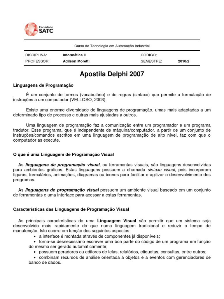 Delphi 2007 | Download grátis PDF | Linguagem de programação ...