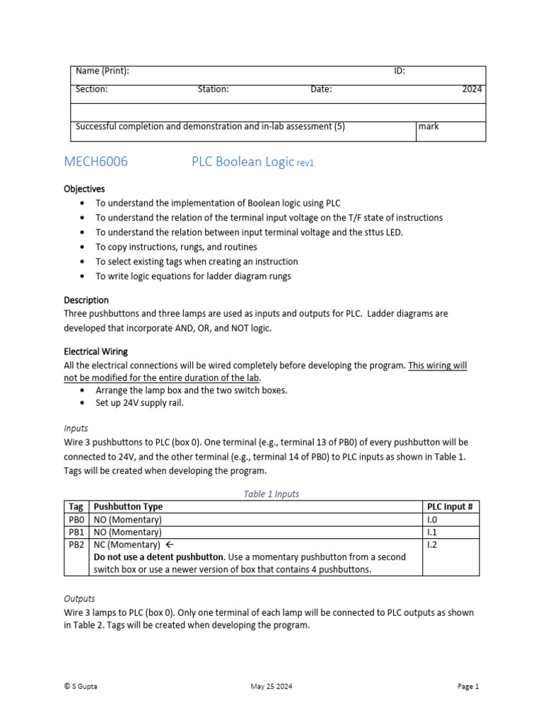 PLC Boolean Logic Rev1 | PDF | Programmable Logic Controller ...