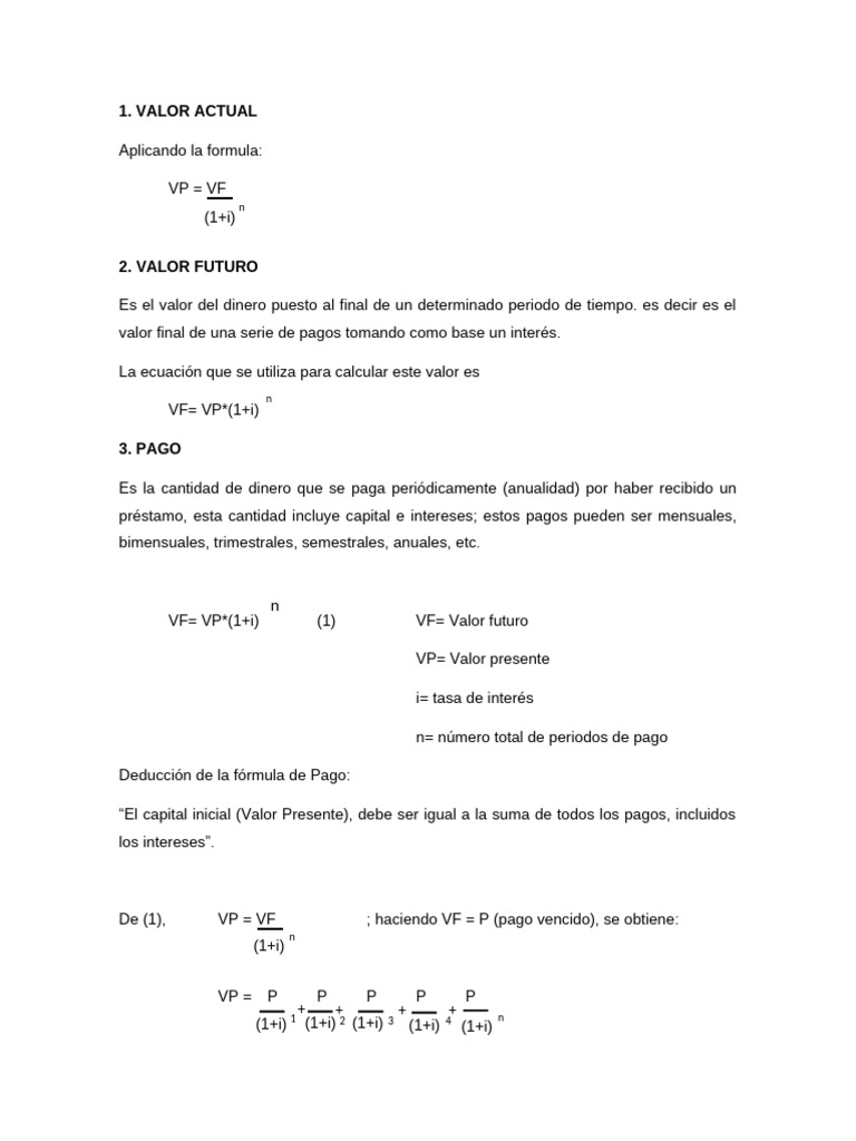 Resumen de Formulas Financieras | PDF | Interés | Matemáticas