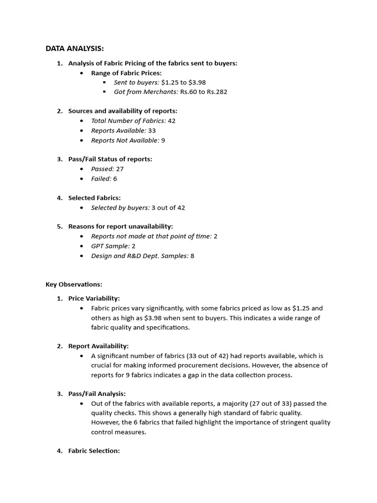 Data Analysis Report For Market Intel Pdf Procurement 
