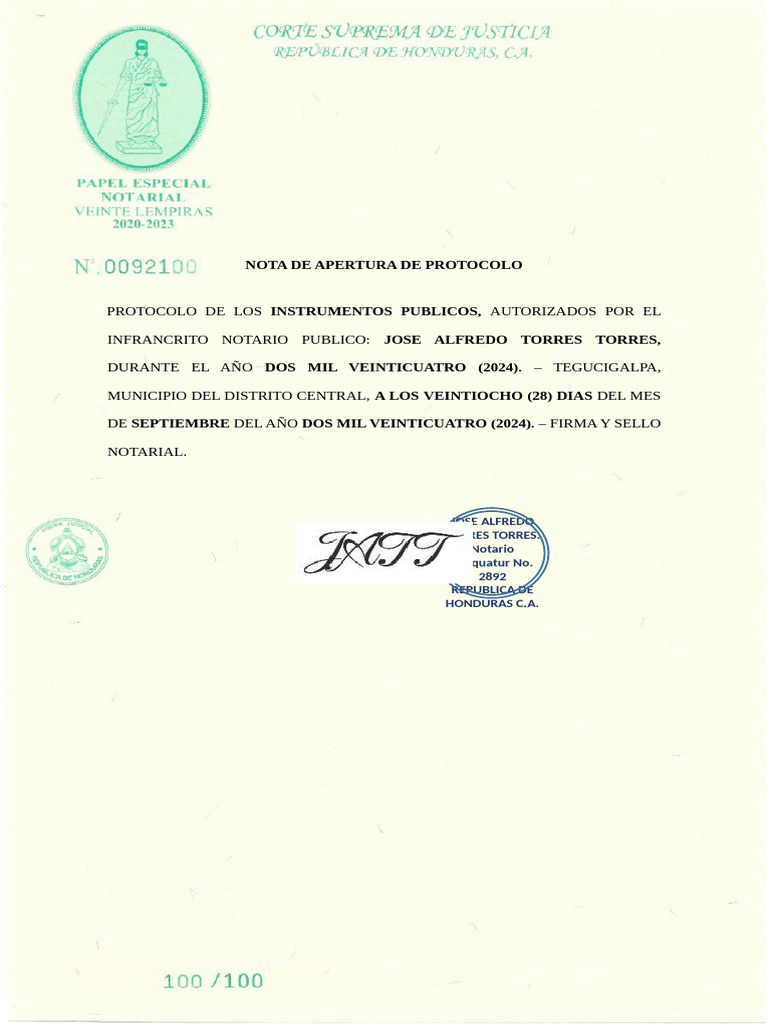 NOTA DE APERTURA DE PROTOCOLO | PDF