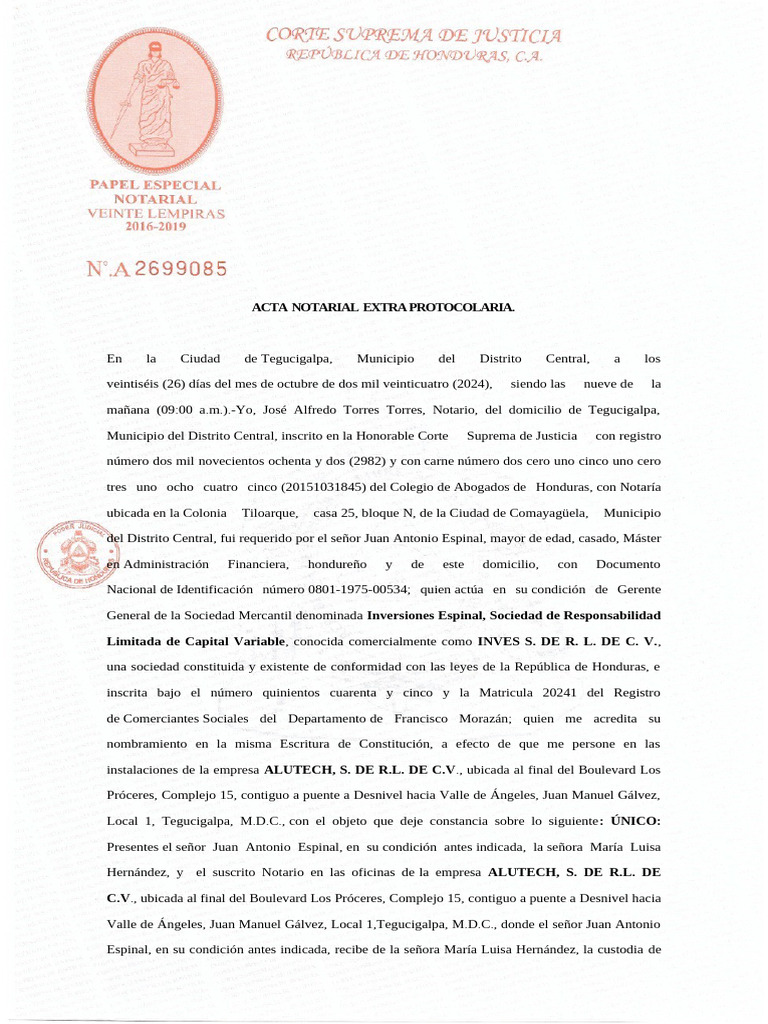 Acta Notarial Extra Protocolaria | PDF | Política