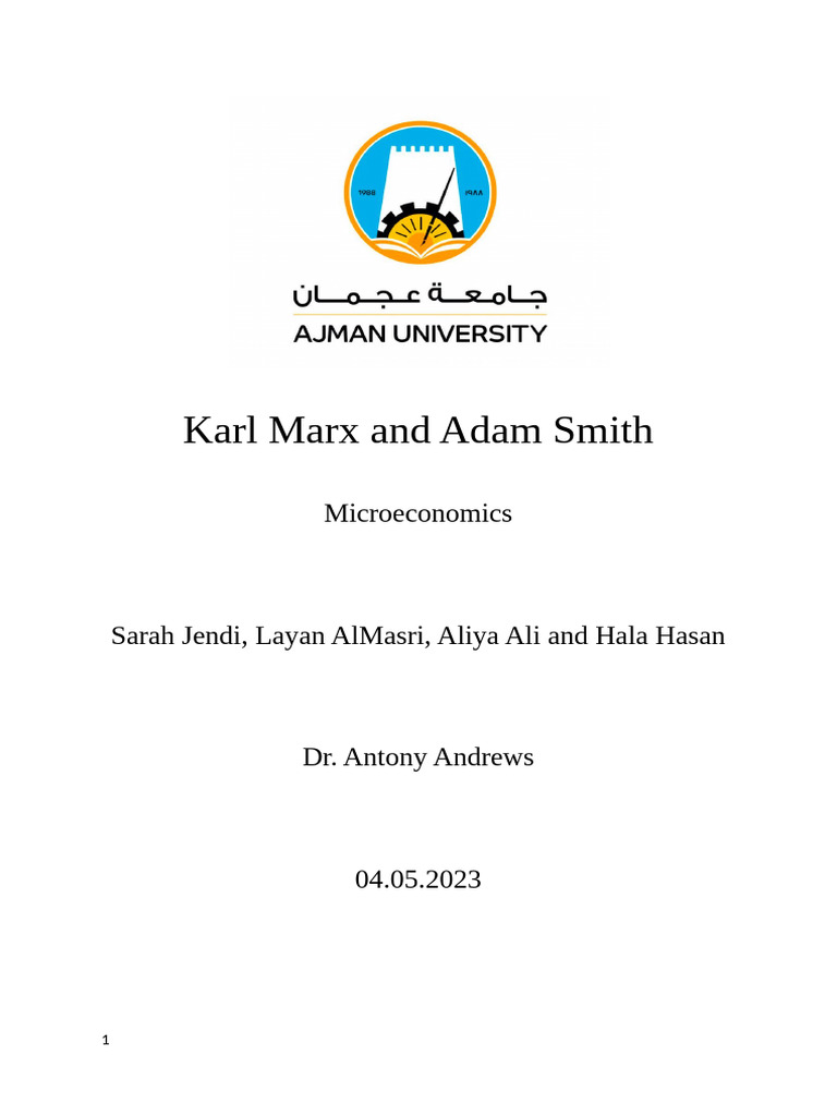 The Economists - Comparison & Reflection On Karl Marx and Adam Smith ...