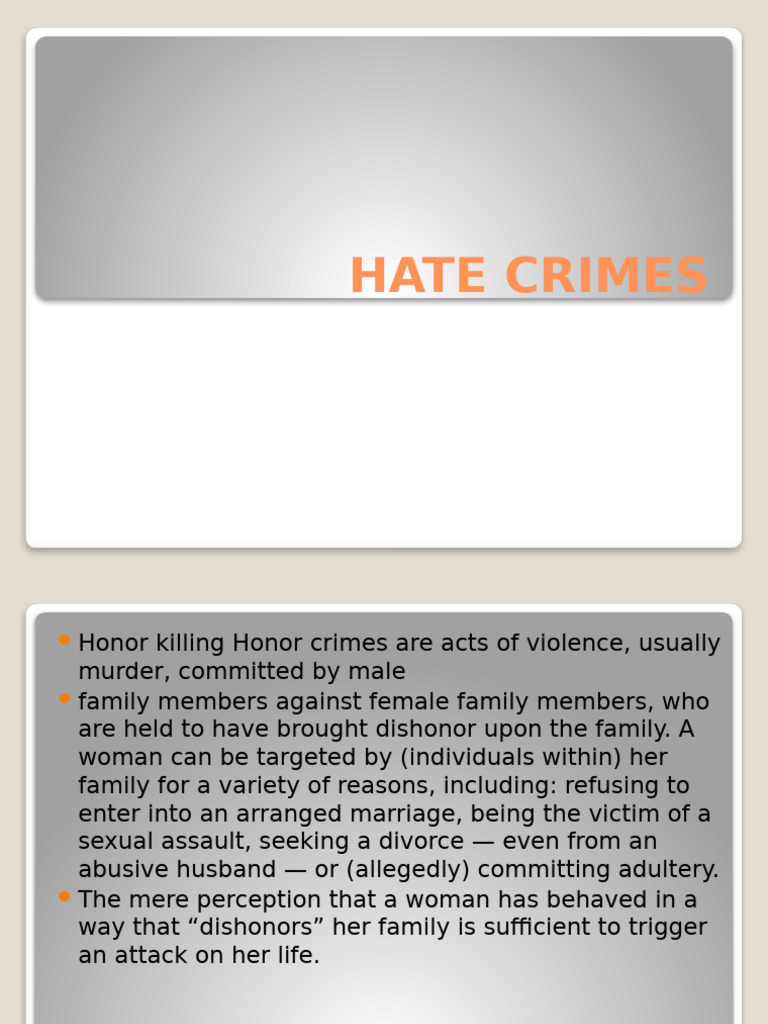 Understanding Honor Killings and Hate Crimes | PDF | Crimes | Crime ...