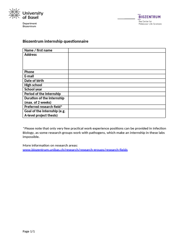 Internship Questionnaire E 2024 | PDF | Science & Mathematics