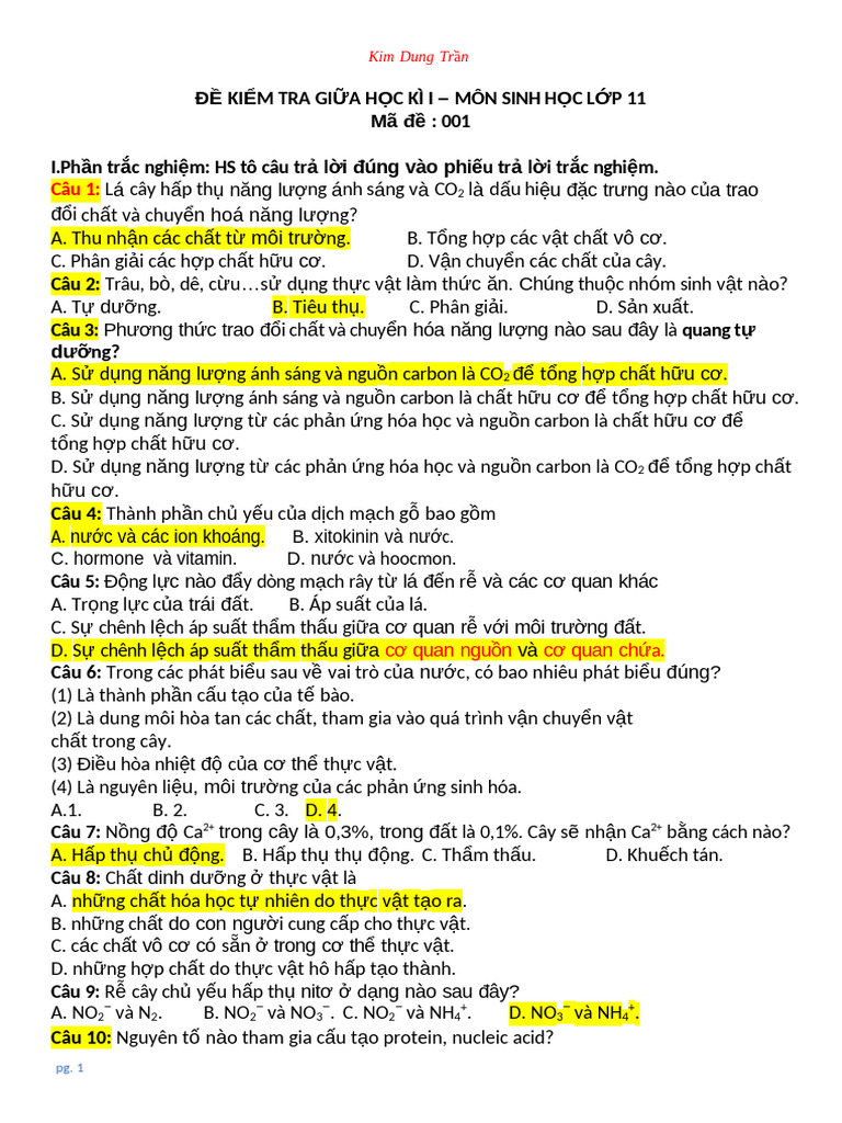 S11-Đề 1- GK1-HS | PDF