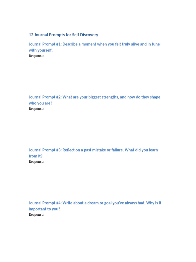 Journal Prompts For Self Discovery | PDF