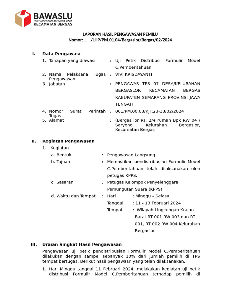 TPS 07 Form Uji Ketik Form A | PDF