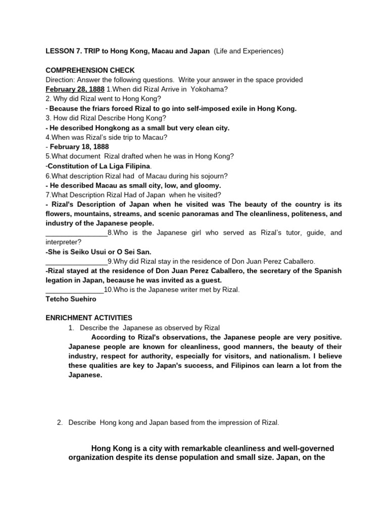 Module 1 Lesson 7 Life and Works of Rizal | PDF