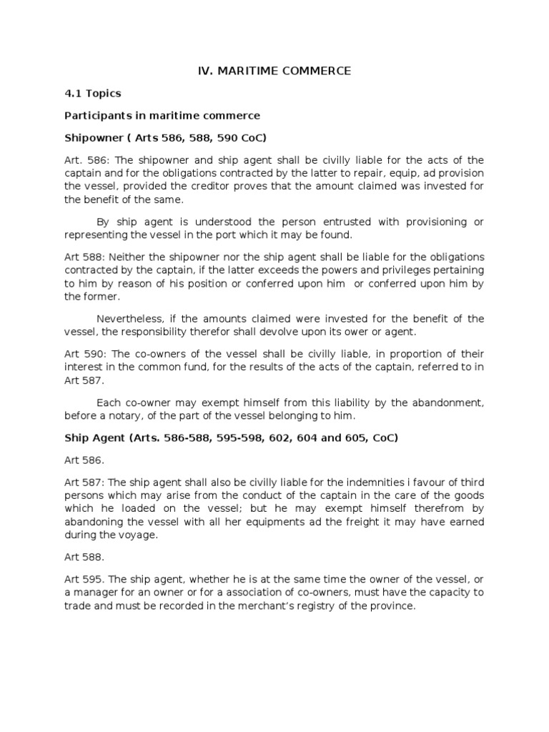 Code of Commerce | PDF | Sea Captain | Ships