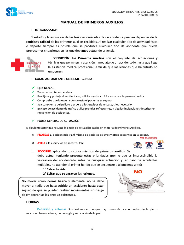 I. Introducción: Manual de Primeros Auxilios | PDF | Primeros auxilios | Herida