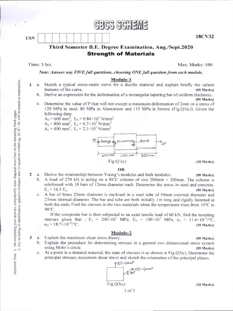 18CV32 Vtu Som QP | PDF
