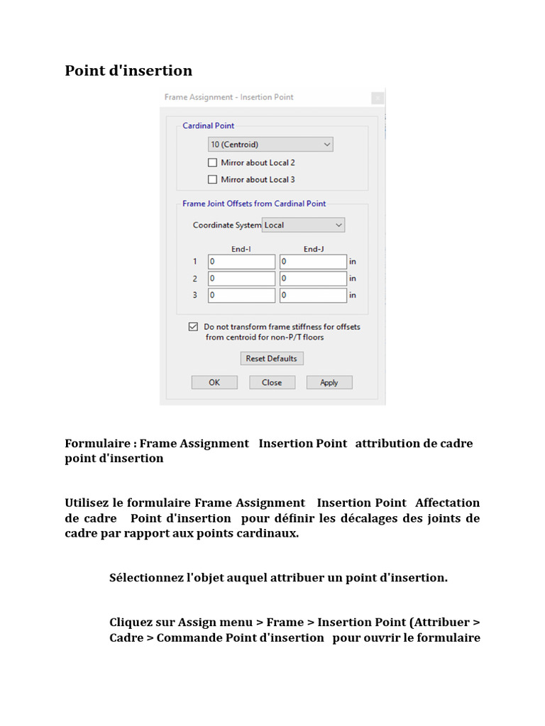 Affectation du Point d'Insertion dans ETABS | PDF | Méthodes et ...