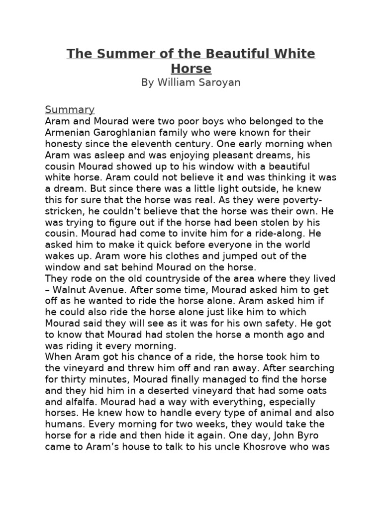 The Summer of The Beautiful White Horse | PDF