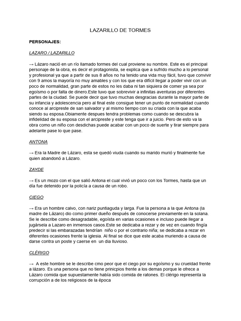 Lazarillo de Tormes | PDF