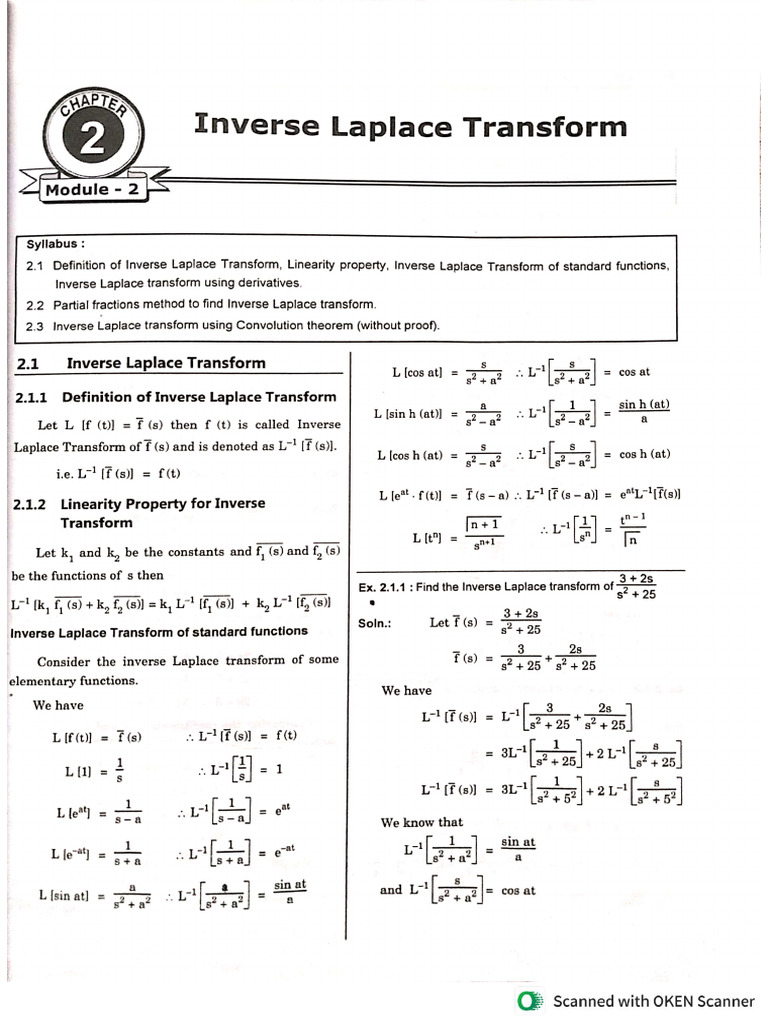 Inverse Laplace Transform | PDF