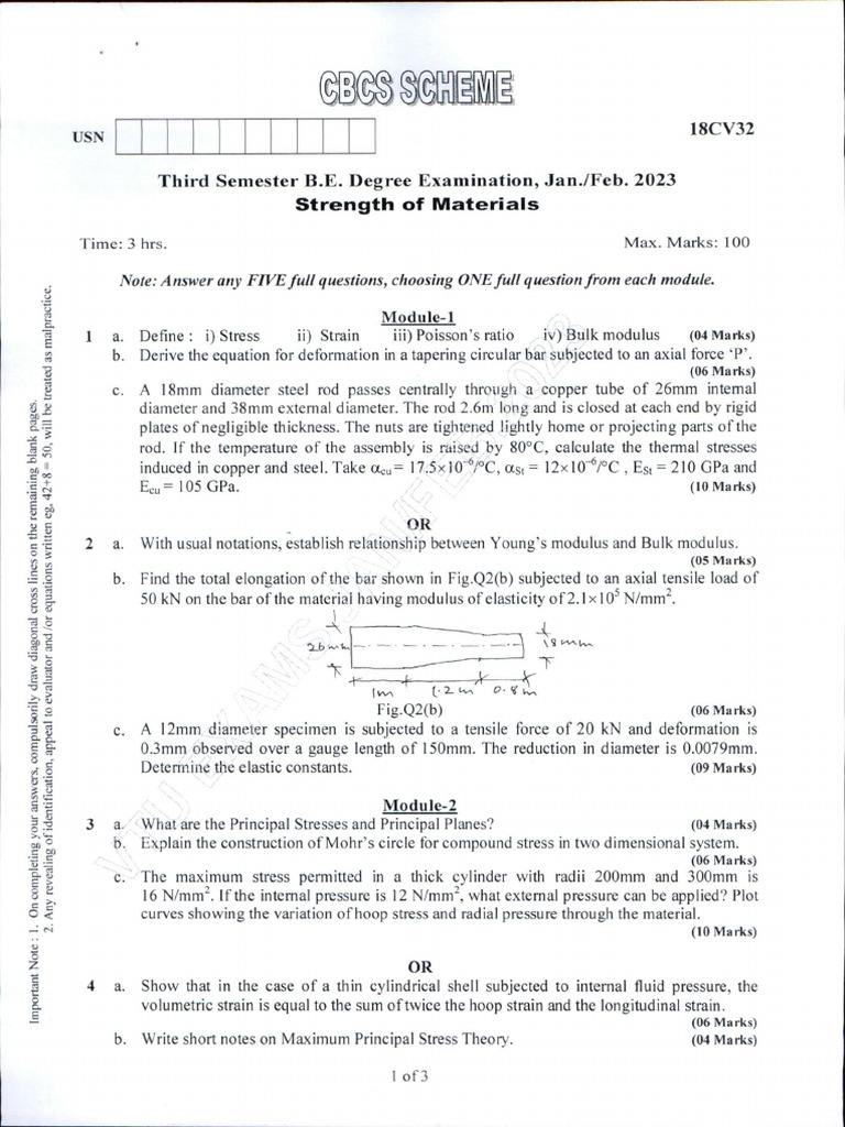 Strength Oof Materia Solved QP | PDF